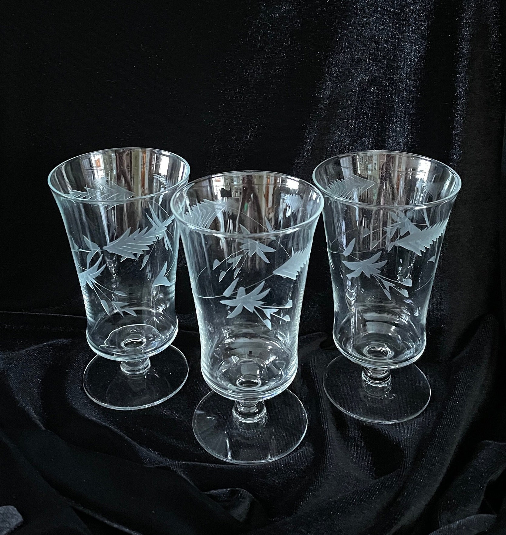 1930s/1940s Etched Glass Parfait Glasses, Set of 3 - Etsy