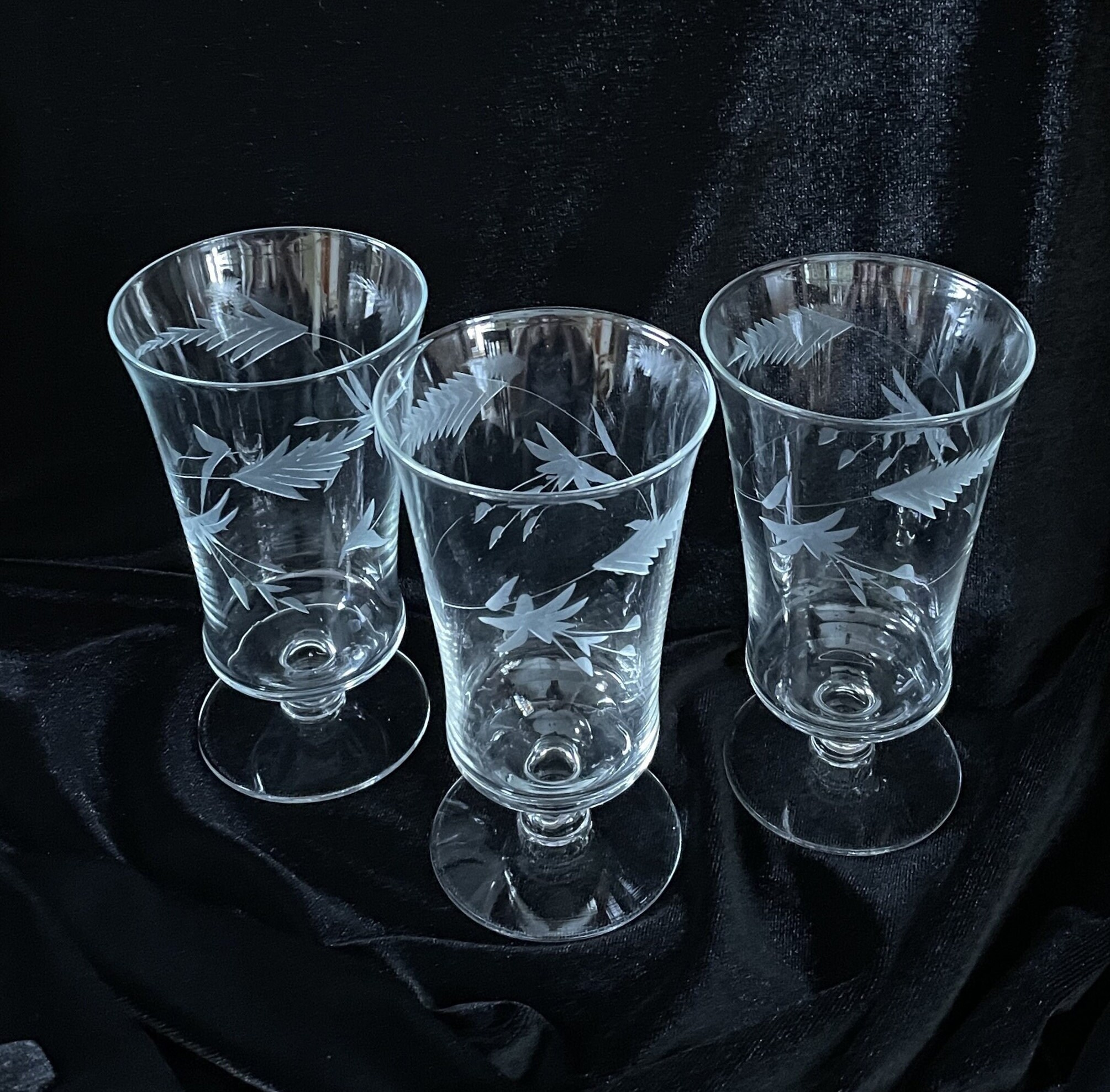 1930s/1940s Etched Glass Parfait Glasses, Set of 3 - Etsy