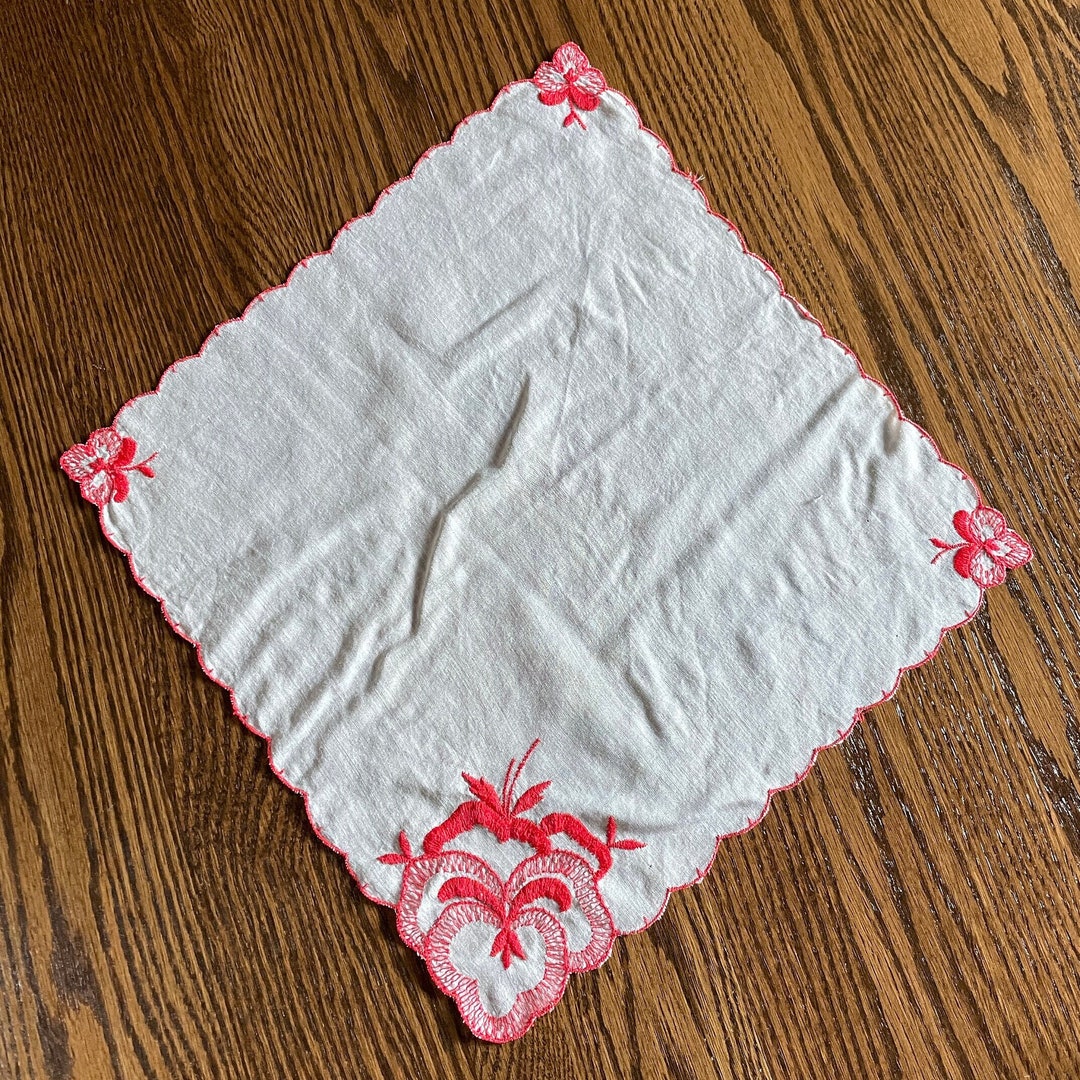 Vintage Sheer Batiste Embroidered Handkerchief With Scalloped Edges - Etsy