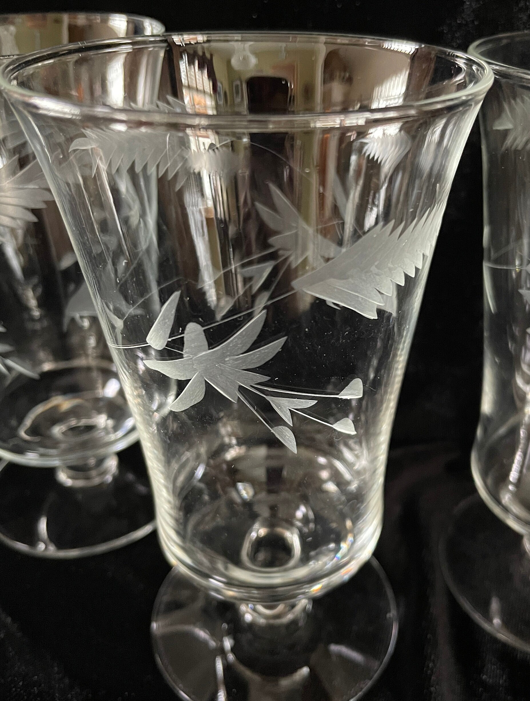 1930s/1940s Etched Glass Parfait Glasses, Set of 3 - Etsy