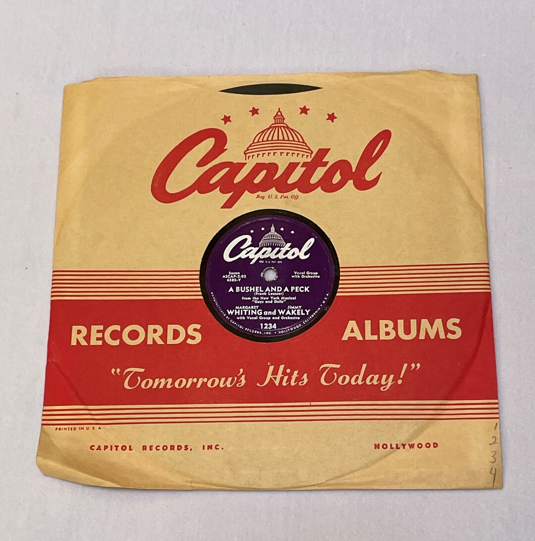 Capitol Records Purple Label Whiting and Wakely 78RPM 10" Shellac ...