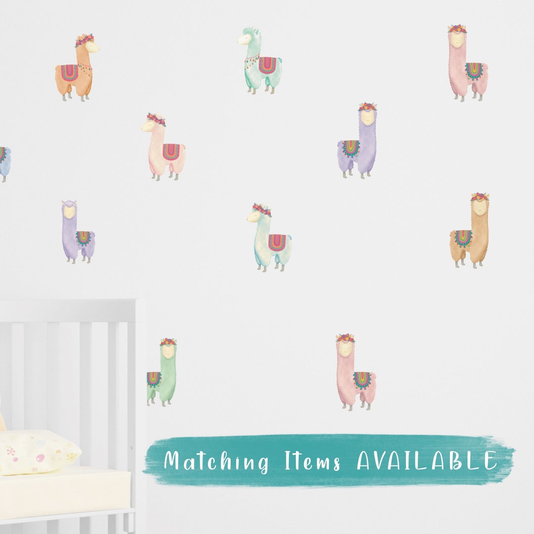 Hand Drawn Carnival Llama Wall Stickers, Children's Room Damage Free ...