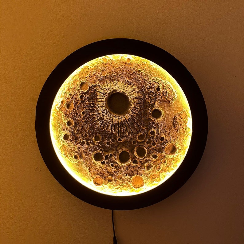 Moon Wall Decor-moon Wall Art-moon Light-lunaar Moon Lamp Texture-wall ...