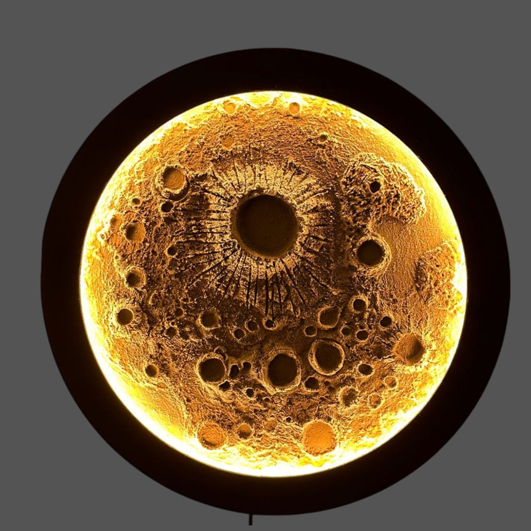 Moon Wall Decor-moon Wall Art-moon Light-lunaar Moon Lamp Texture-wall ...