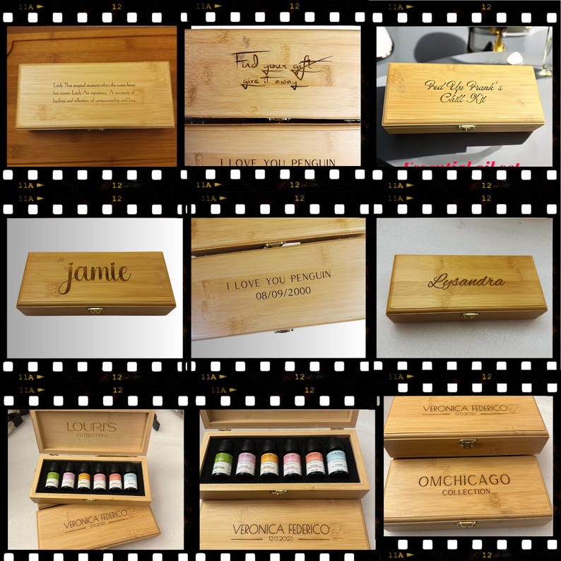 Personalized Essential Oil Box – Engraved Wooden Aromatherapy Storage ...