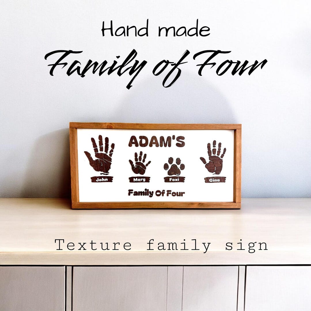 Handmade Wooden Family Sign With Handprints & Paw Prints Perfect ...