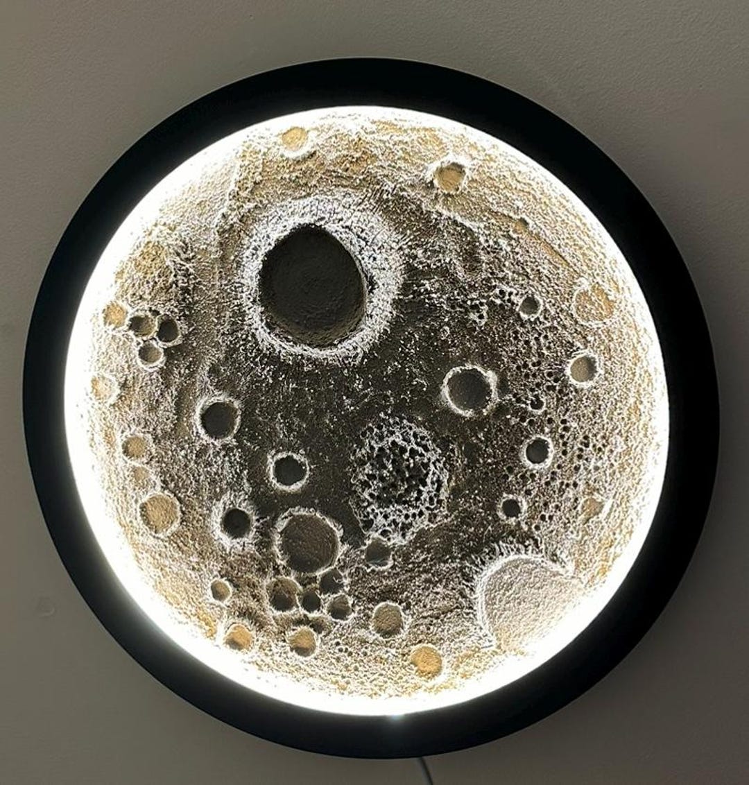 Textured Moon Lamp, Plaster and Concrete Moon, LED Night Light - Etsy