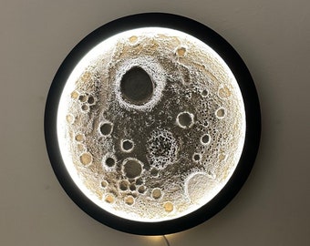 Moon Painting Moon Wall Lamp Moon Wall Art Textured Moon Painting Moon ...
