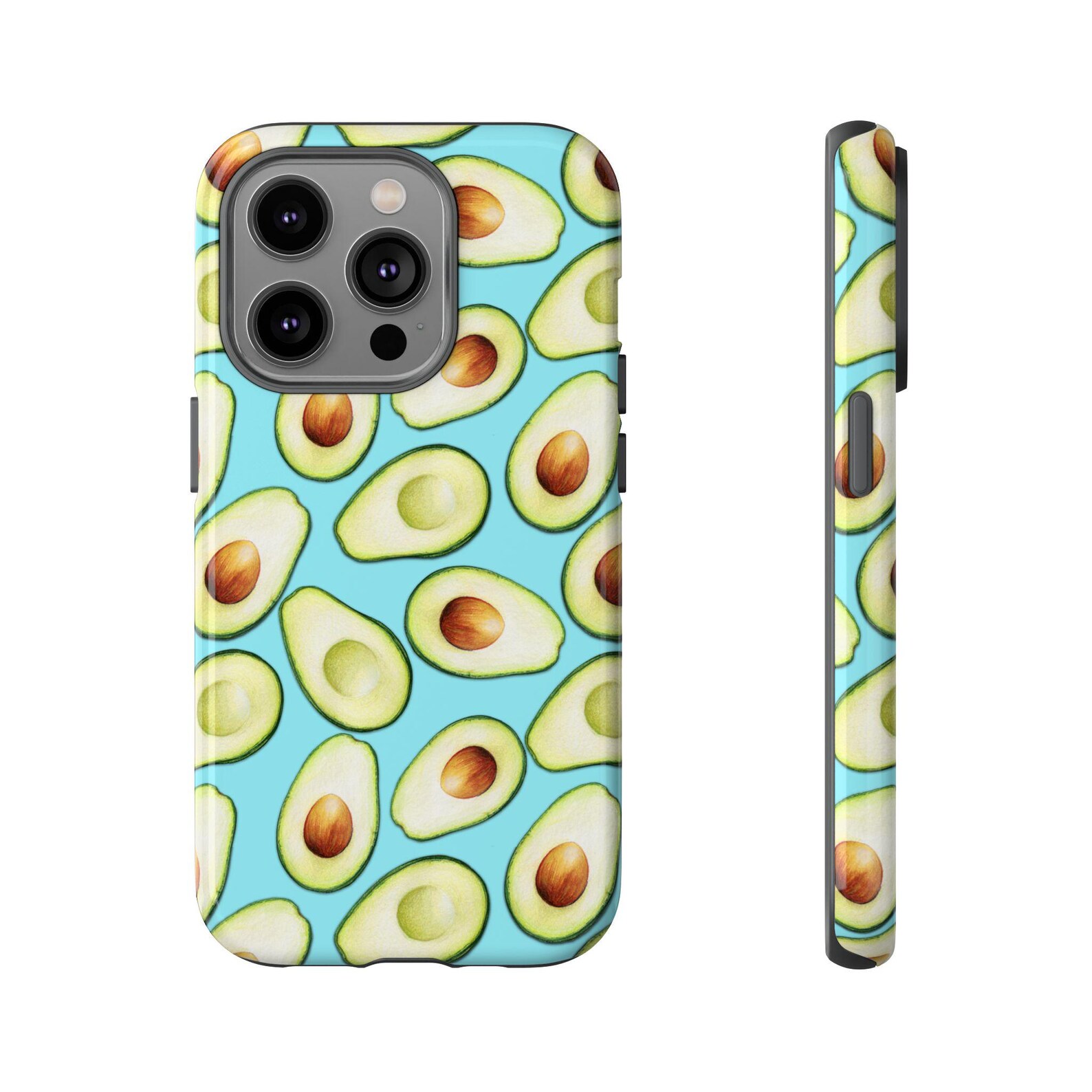 Avocado Pattern Phone Case | Teal, Durable Dual-layer - Etsy