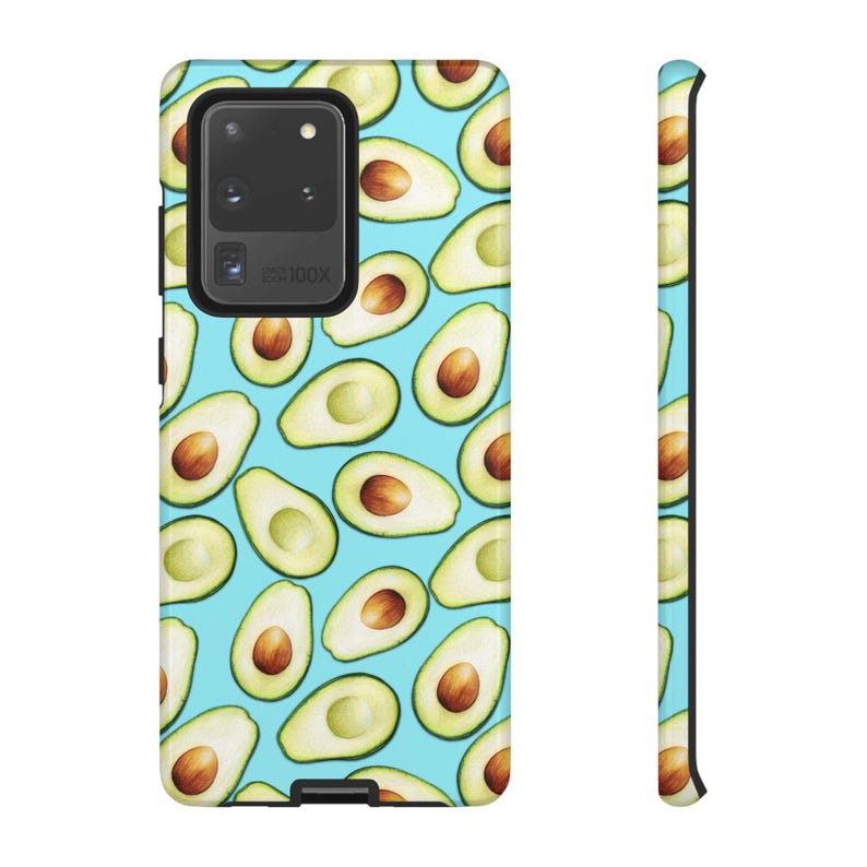 Avocado Pattern Phone Case | Teal, Durable Dual-layer - Etsy