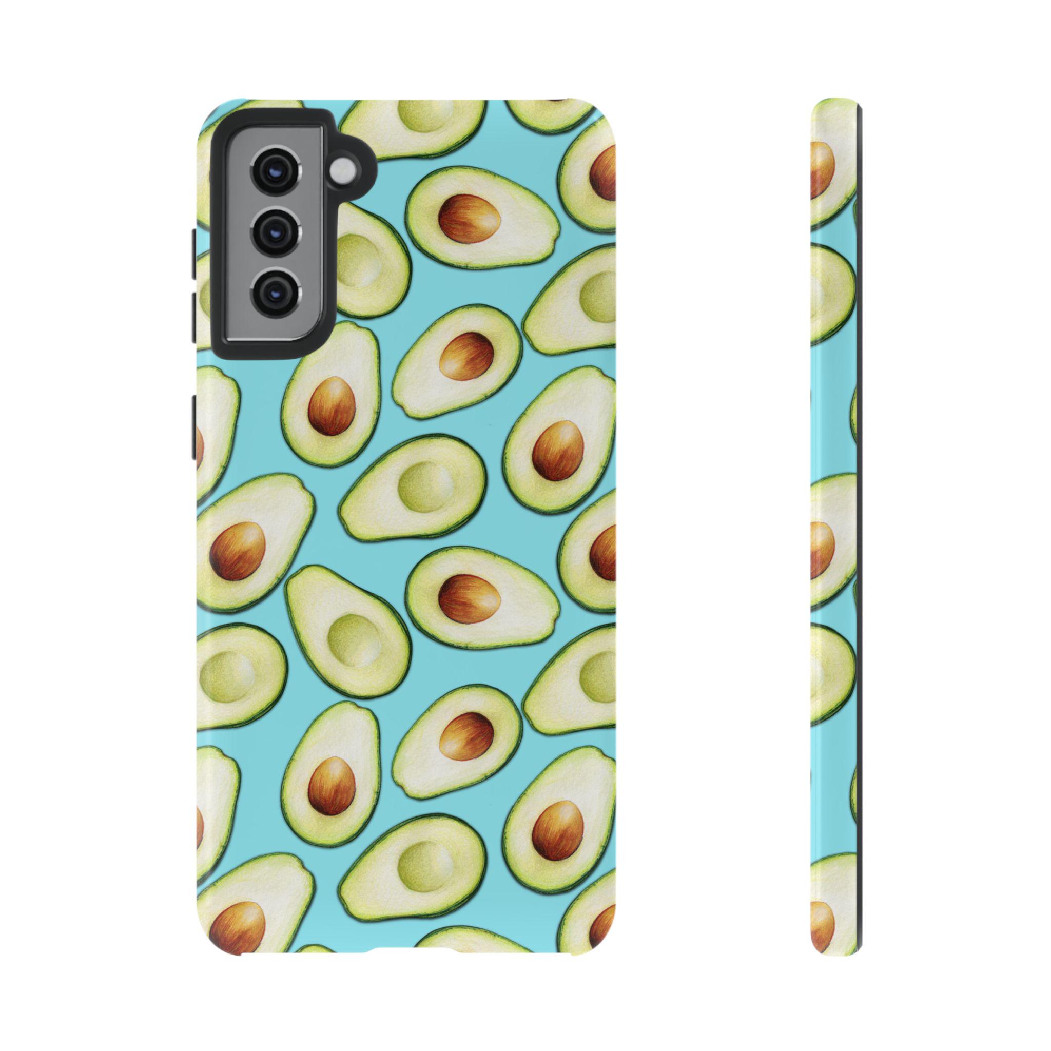 Avocado Pattern Phone Case | Teal, Durable Dual-layer - Etsy