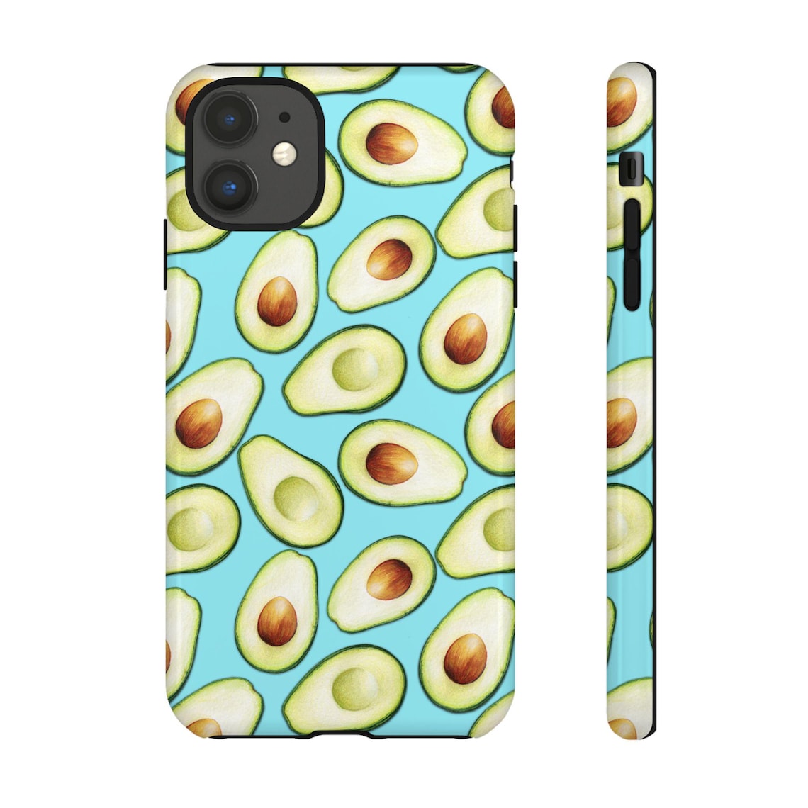 Avocado Pattern Phone Case | Teal, Durable Dual-layer - Etsy