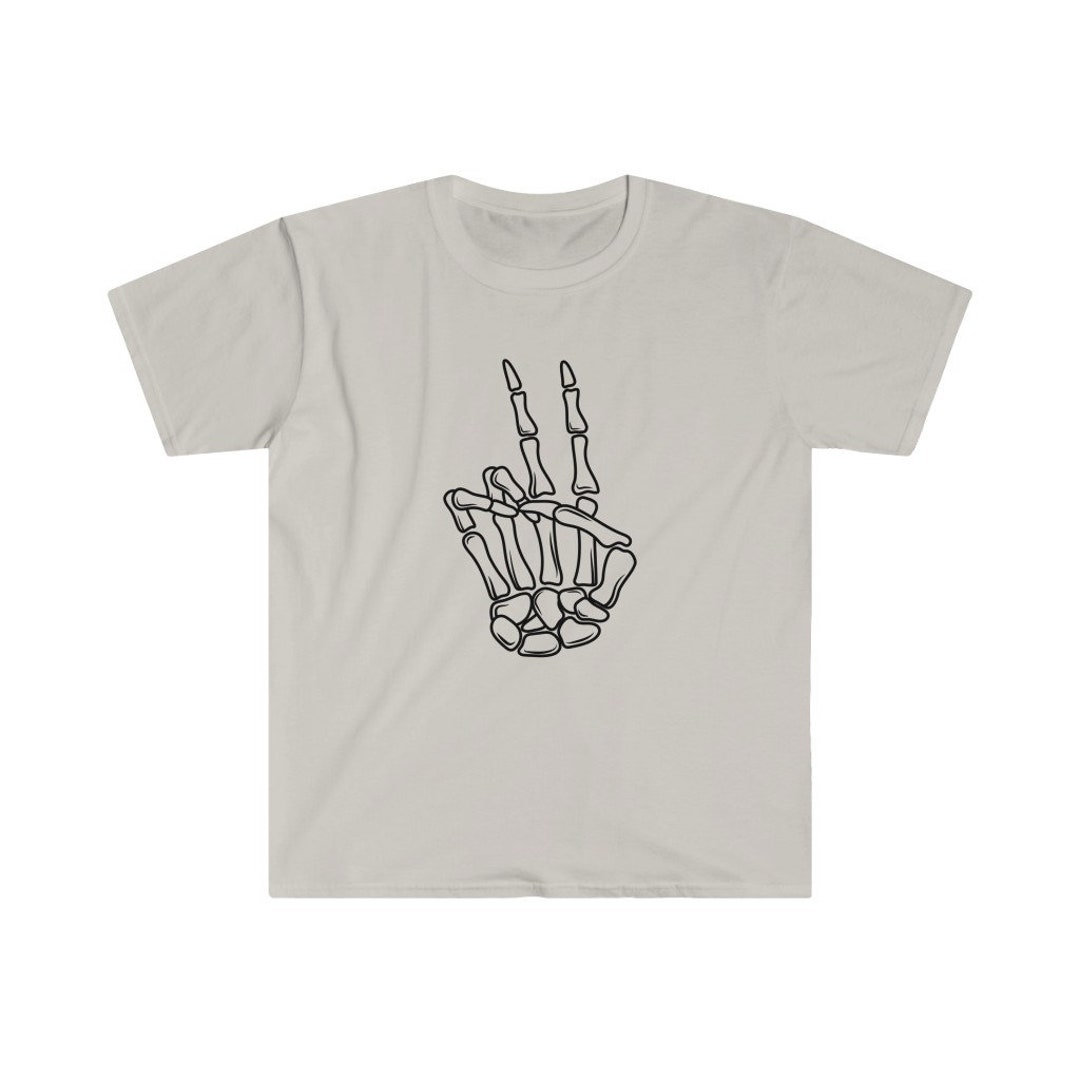 Skeleton Peace Sign Shirt | Halloween Cotton Tee - Etsy