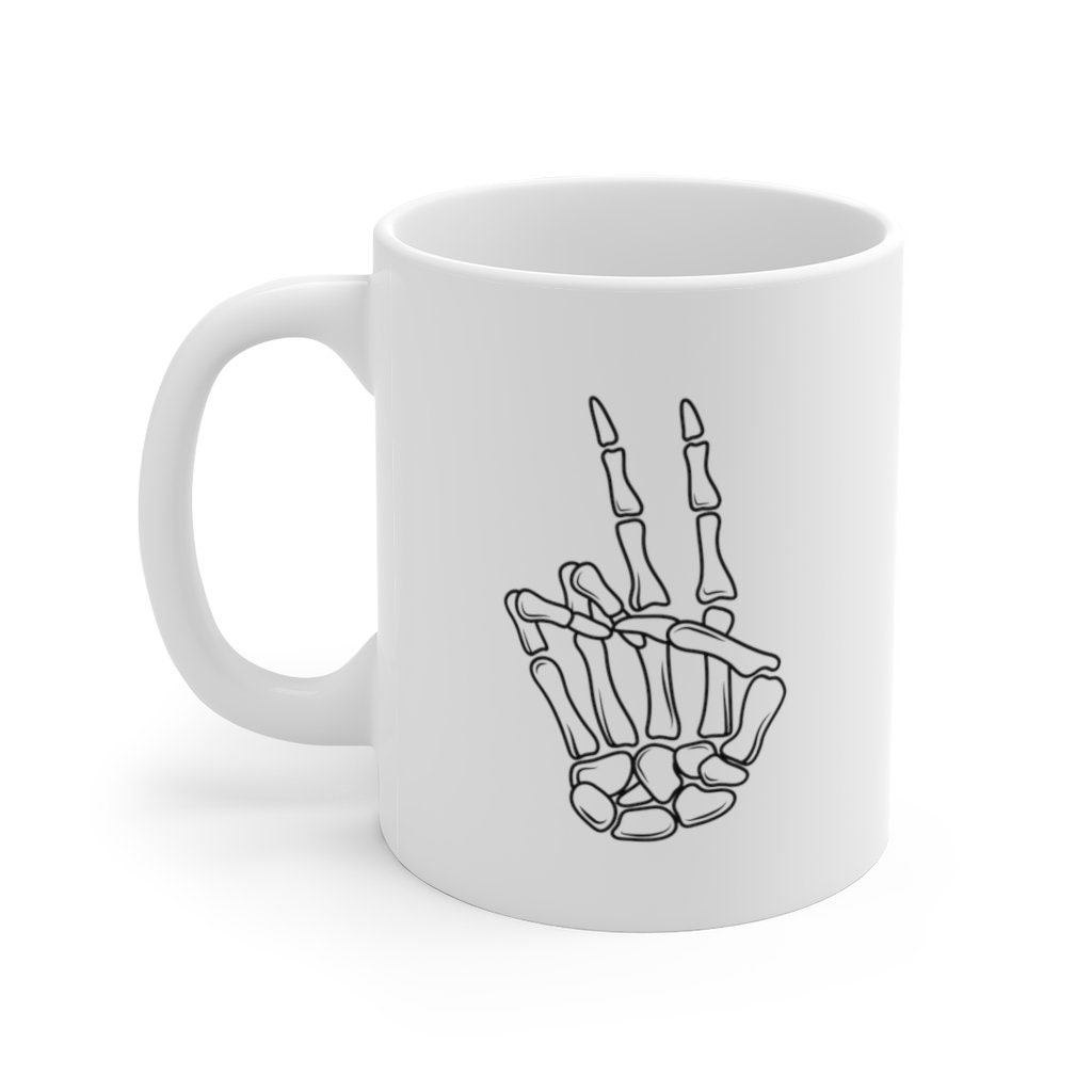 Skeleton Hand Mug Skeleton Peace Sign Mug Peace Mug - Etsy