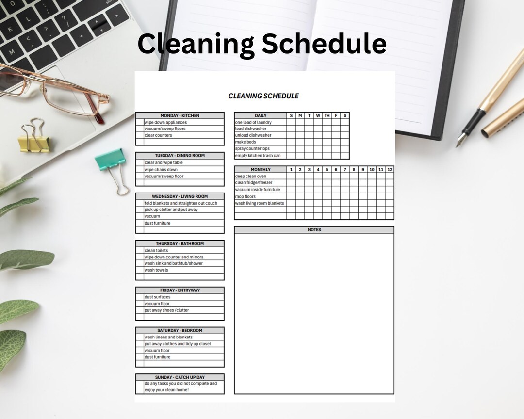 Printable Cleaning Schedule | Weekly Cleaning Checklist | Home ...