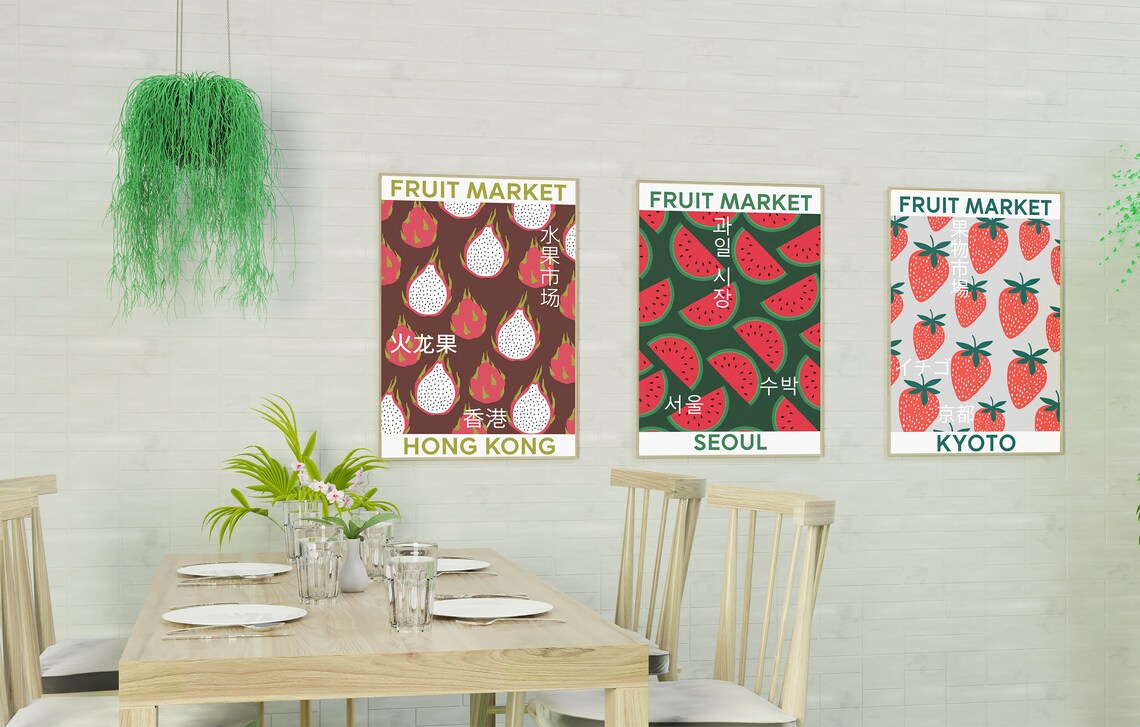 Fruit Market Poster Set of 3 Fruit Market Print Fruit Market | Etsy