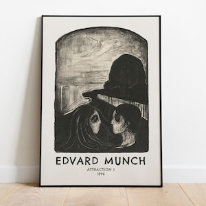 Edvard Munch Vintage Exhibition Poster, Kiss Poster, Munch Art Print ...