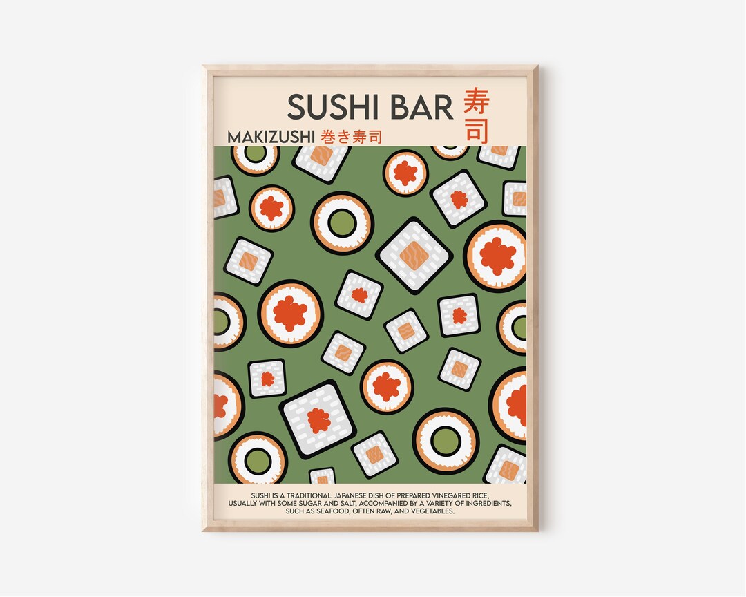 Sushi Bar Poster, Sushi Print, Japanese Art, Japanese Sushi Poster ...