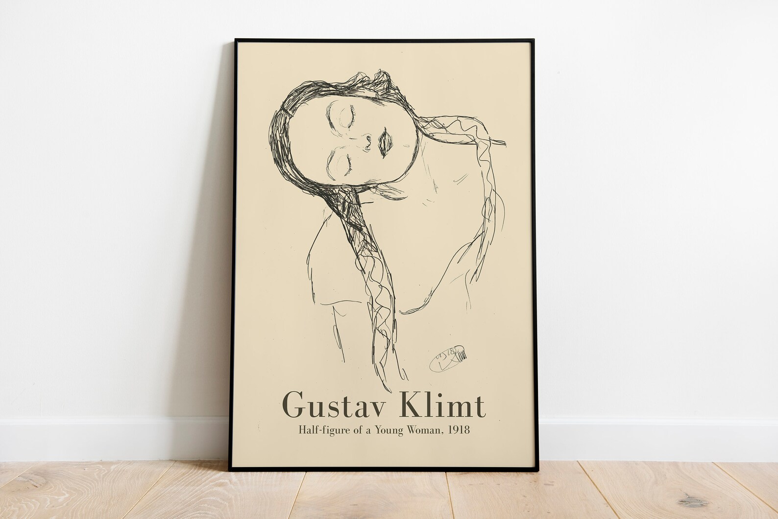Gustav Klimt Line Art Exhibition Woman Poster Print Vintage Poster 1918 ...