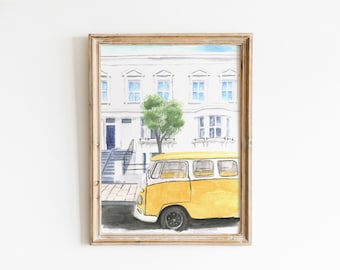 Yellow Bus Painting - Etsy