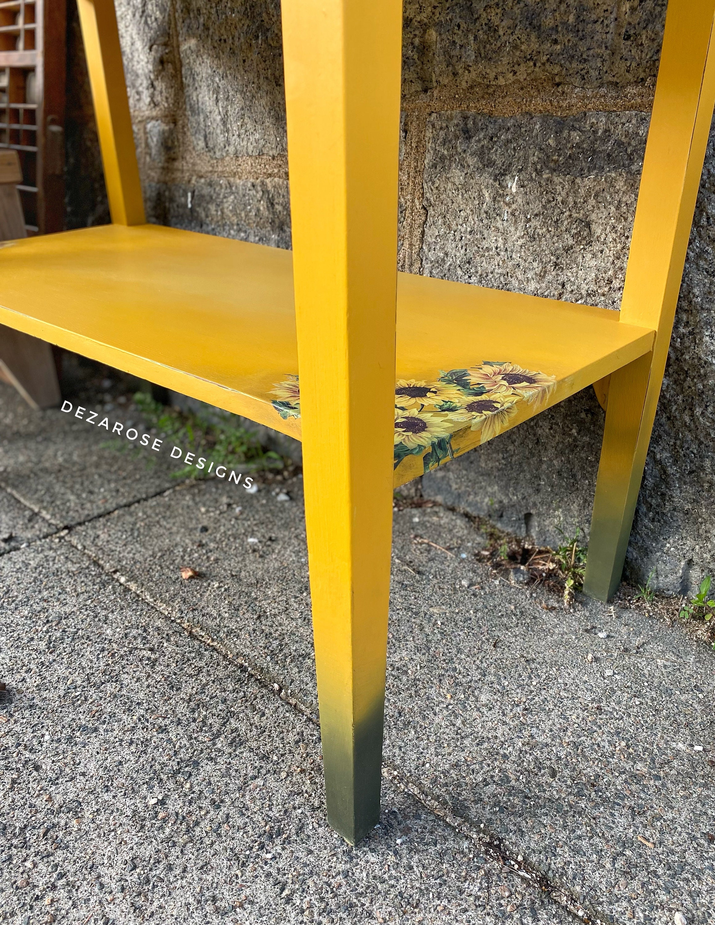 SOLD* Sold*beautiful Mustard Yellow Blended Painted Solid Wood Console ...