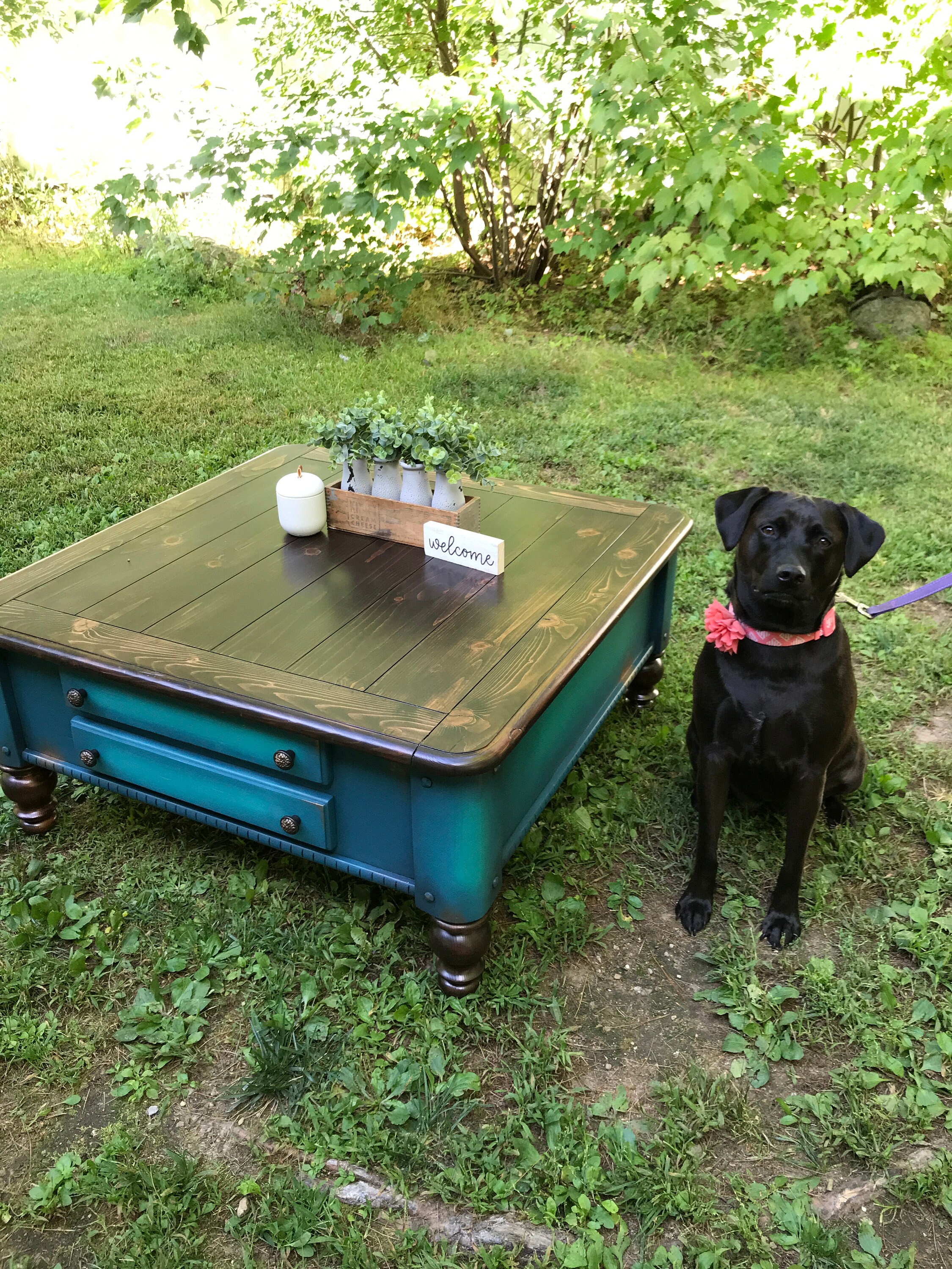 SOLD** SOLD** Example of Past Work | Custom Blended Teal Coffee Table ...