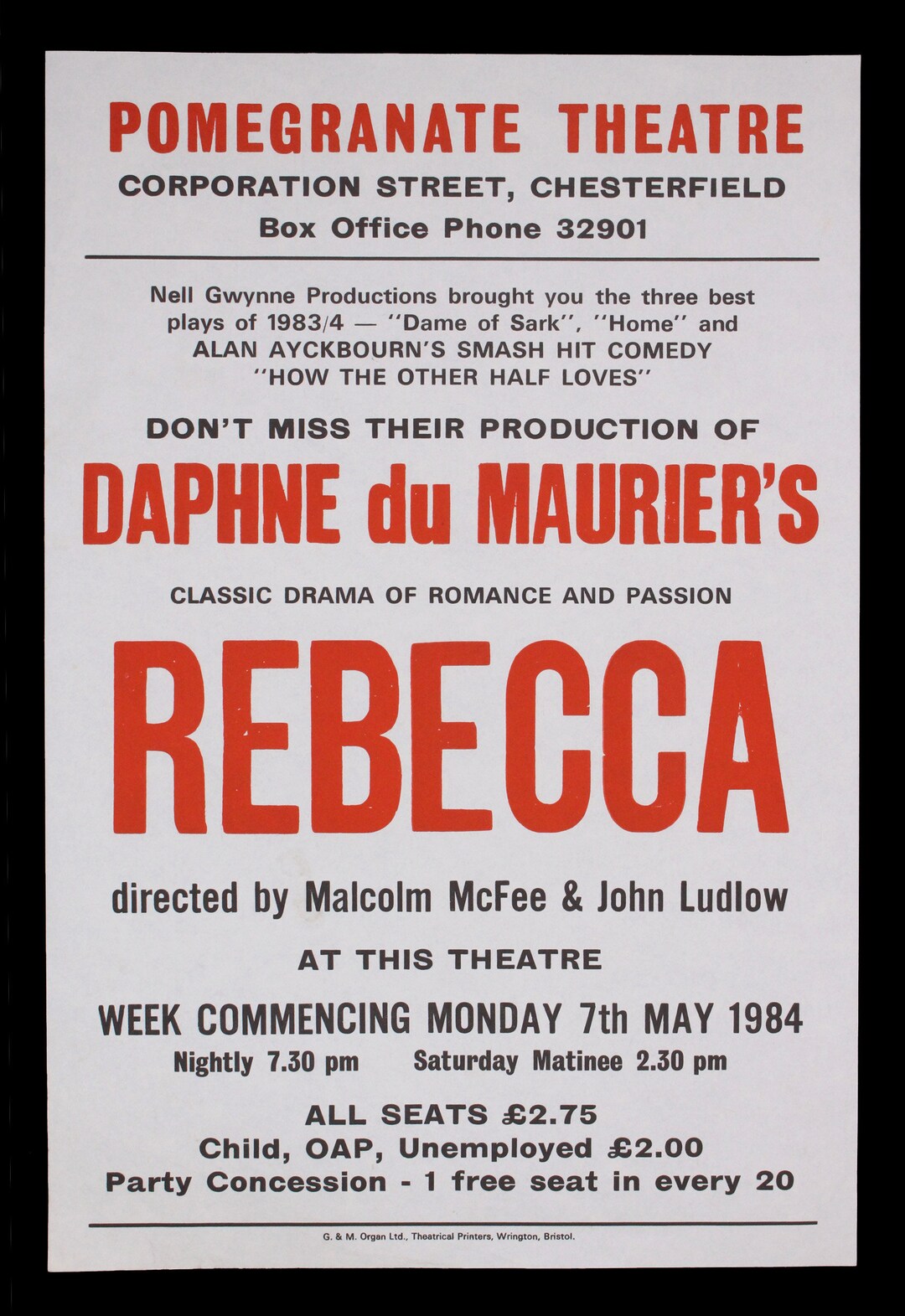 Daphne Du Maurier's Rebecca Vintage Play Poster - Etsy