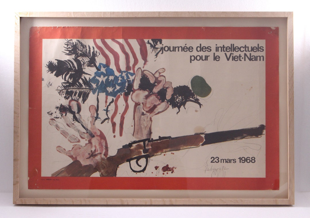 Vintage March 1968 French Protest Poster, Paul Rebeyrolle, Framed, RARE ...