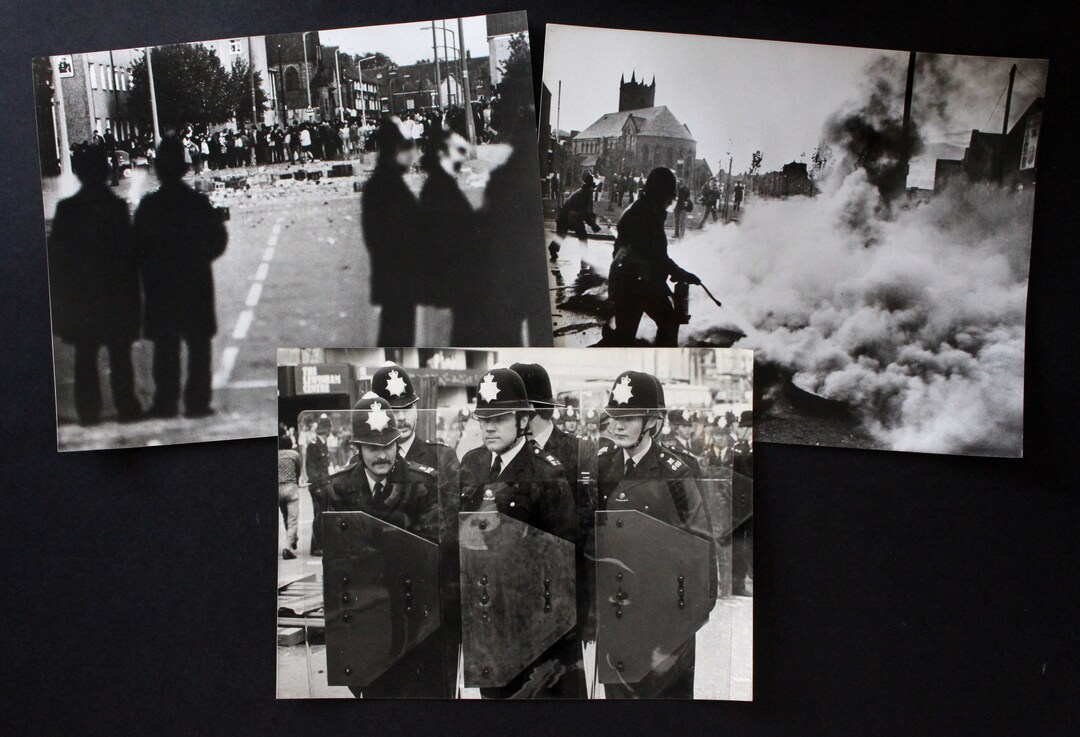 3 X Vintage Press Prints, Social Unrest, Liverpool Riots & NF March ...