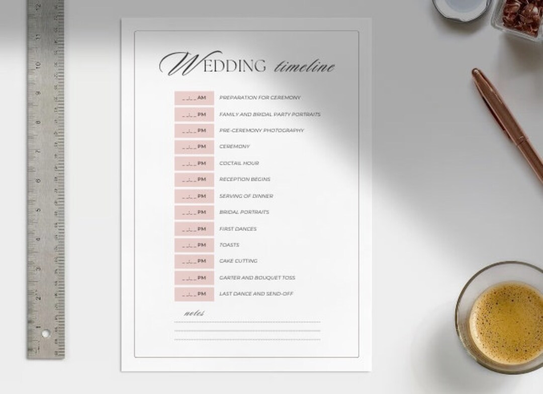 Printable Wedding Timeline for Your Perfect Day, Wedding Planner ...