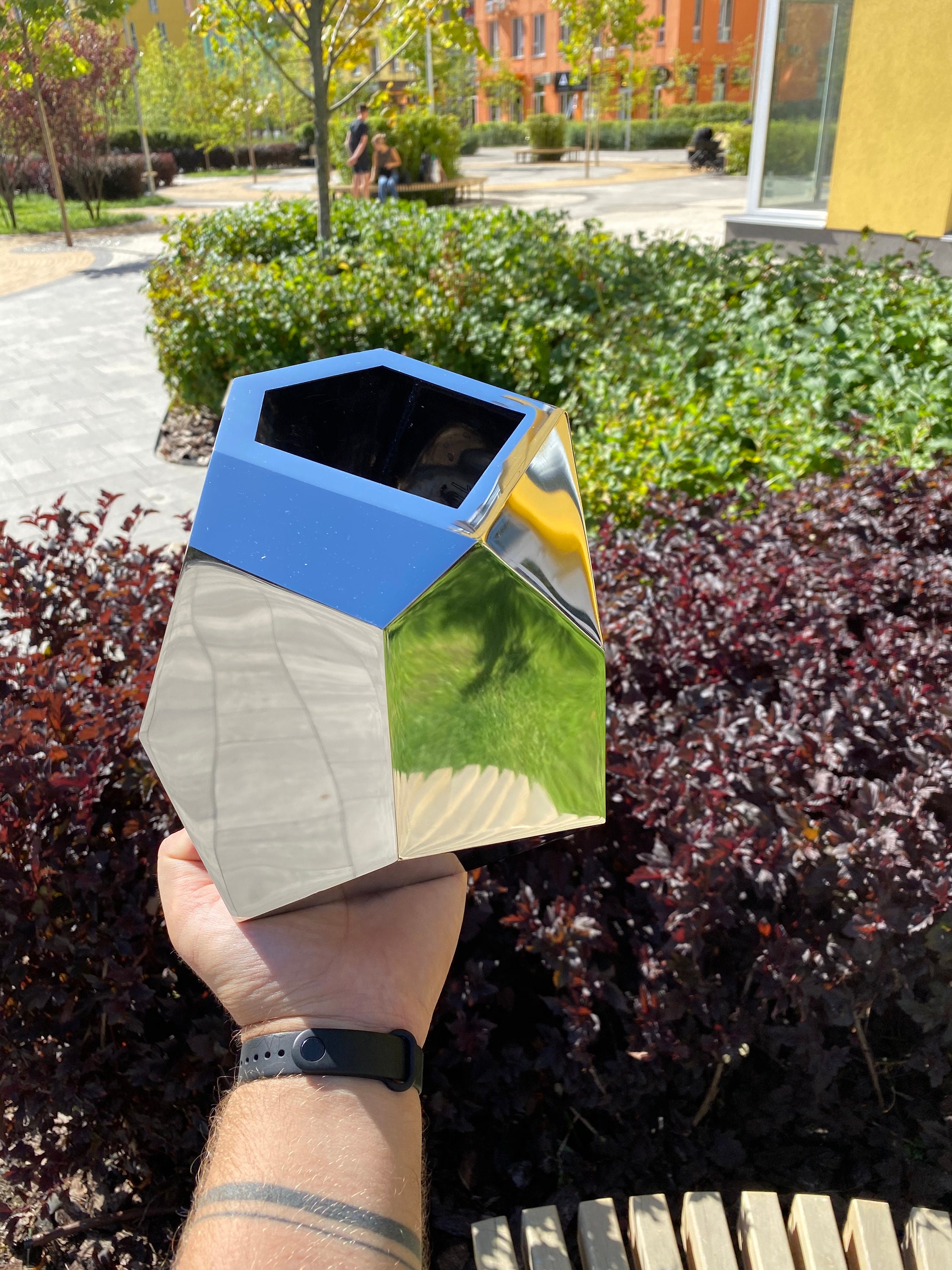 Polygonal Metal Stainless Steel Planter Flower Pot Low Poly Art Mirror ...