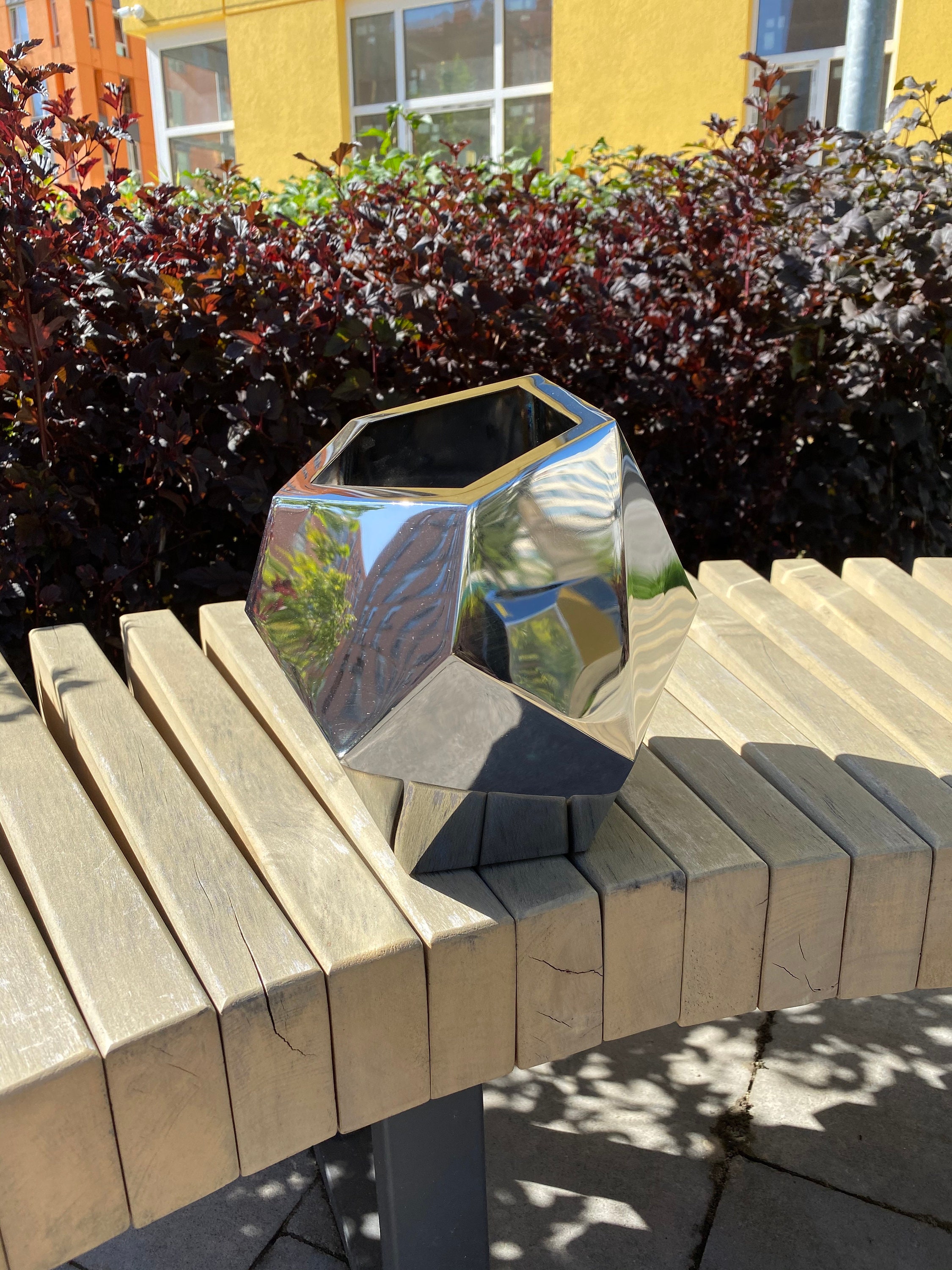 Polygonal Metal Stainless Steel Planter Flower Pot Low Poly Art Mirror ...