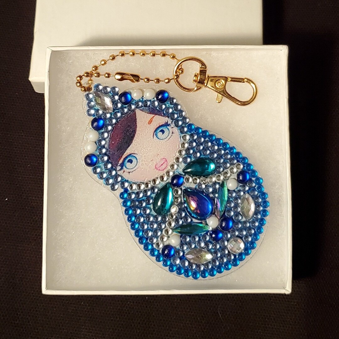 Russian Matryoshka Doll Rhinestone Acrylic Keychain, Double Sided ...