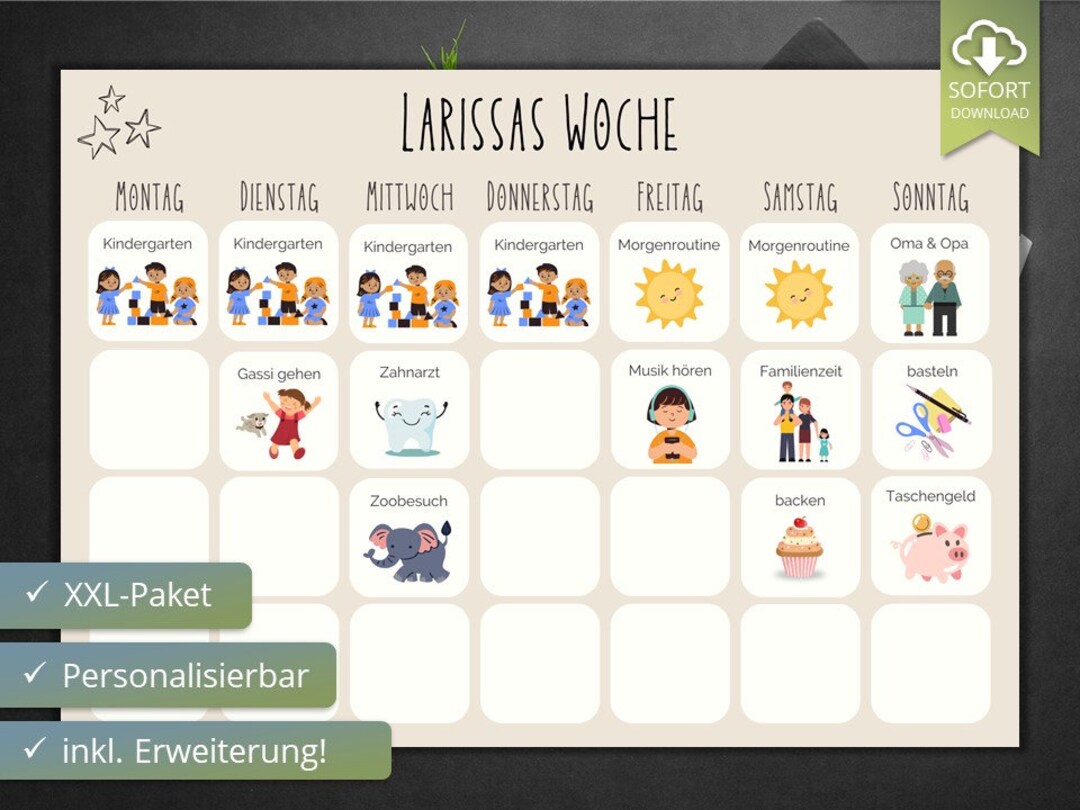 Children's Weekly Schedule PDF German | Routine Cards for Housework ...