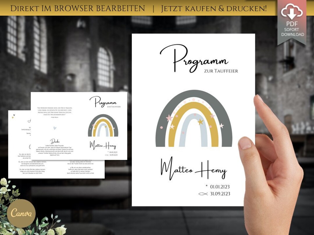 Rainbow Baptism Church Booklet | Customizable Digital Template ...