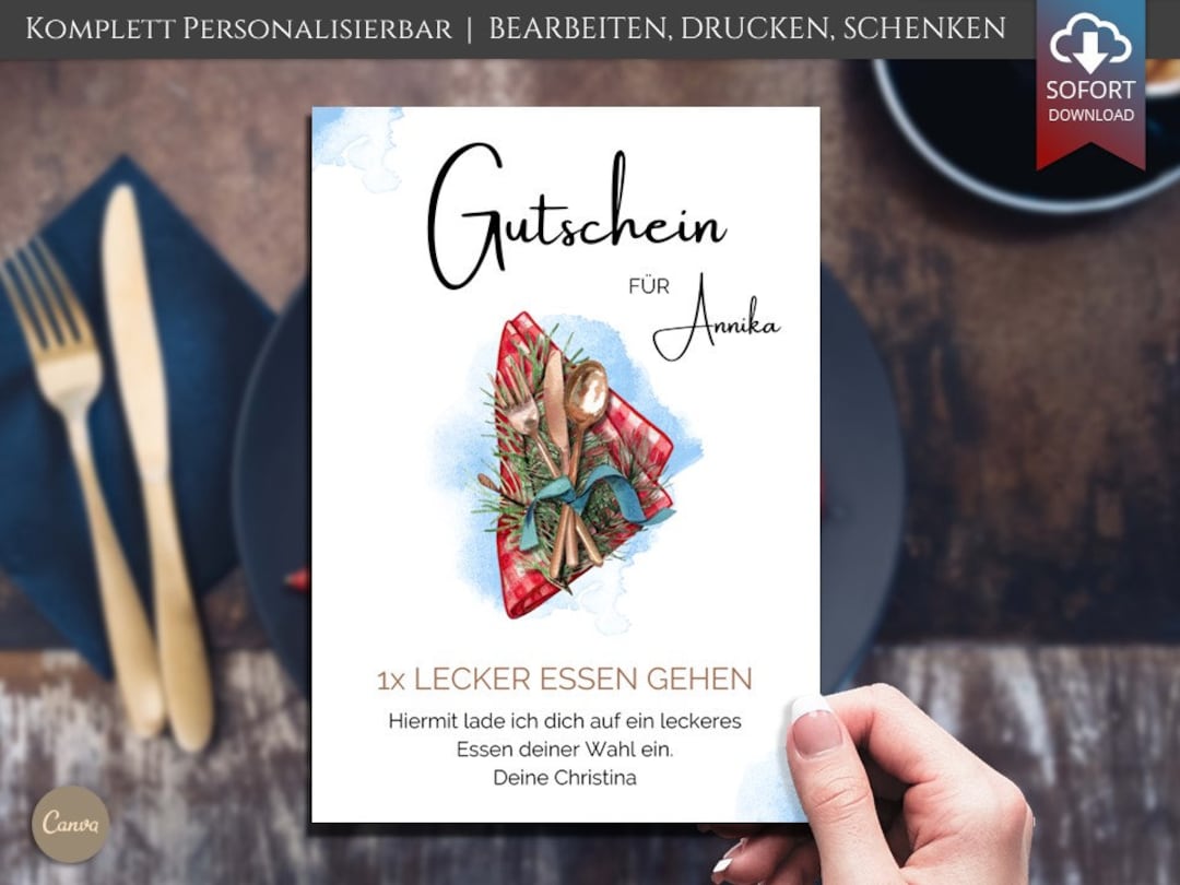 Gutschein Essen gehen Download, Vorlage zum Selbstdrucken ...