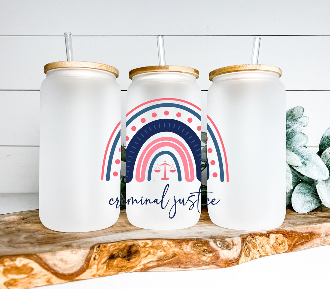 Criminal Justice Frosted Glass Tumbler, Criminal Justice Iced Coffee ...