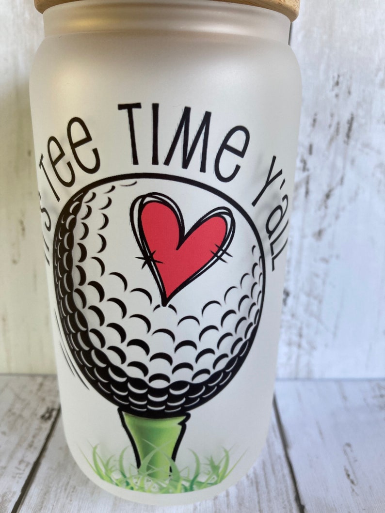 It's Tee Time Y'all Frosted Glass Iced Coffee Cup, Women's Golf Gift ...