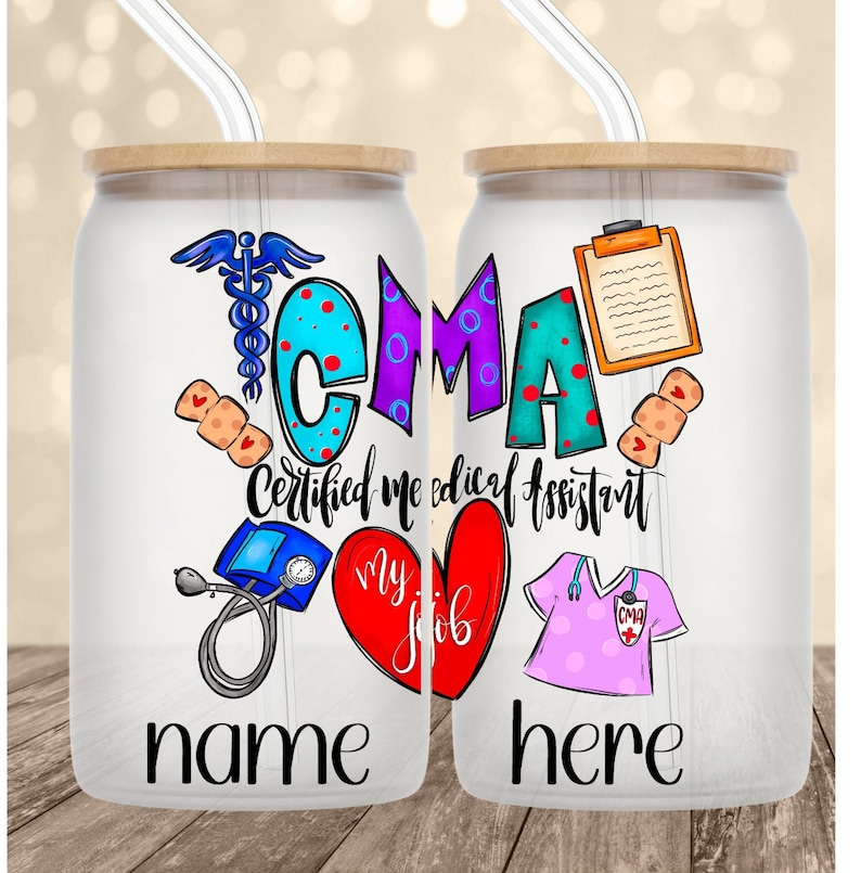 Certified Medical Assistant Iced Coffee Glass, Medical Assistant Glass ...