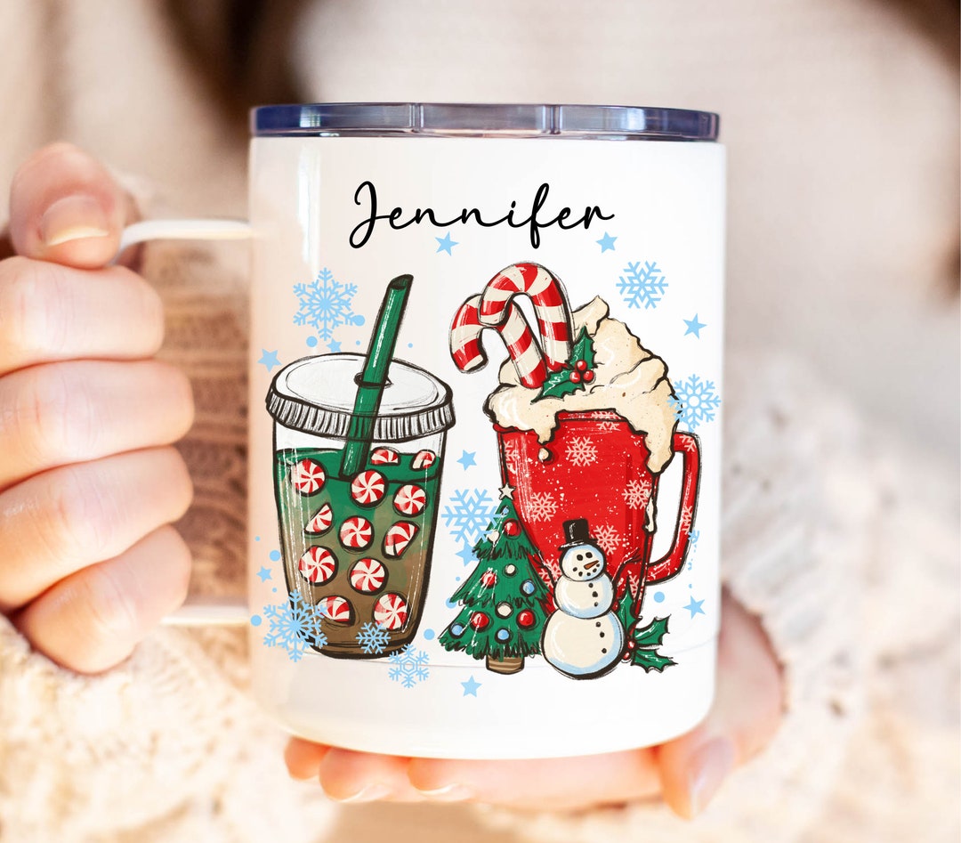 Snowman Coffee Cup With Lid and Straw, Hot Chocolate, Christmas Gift ...