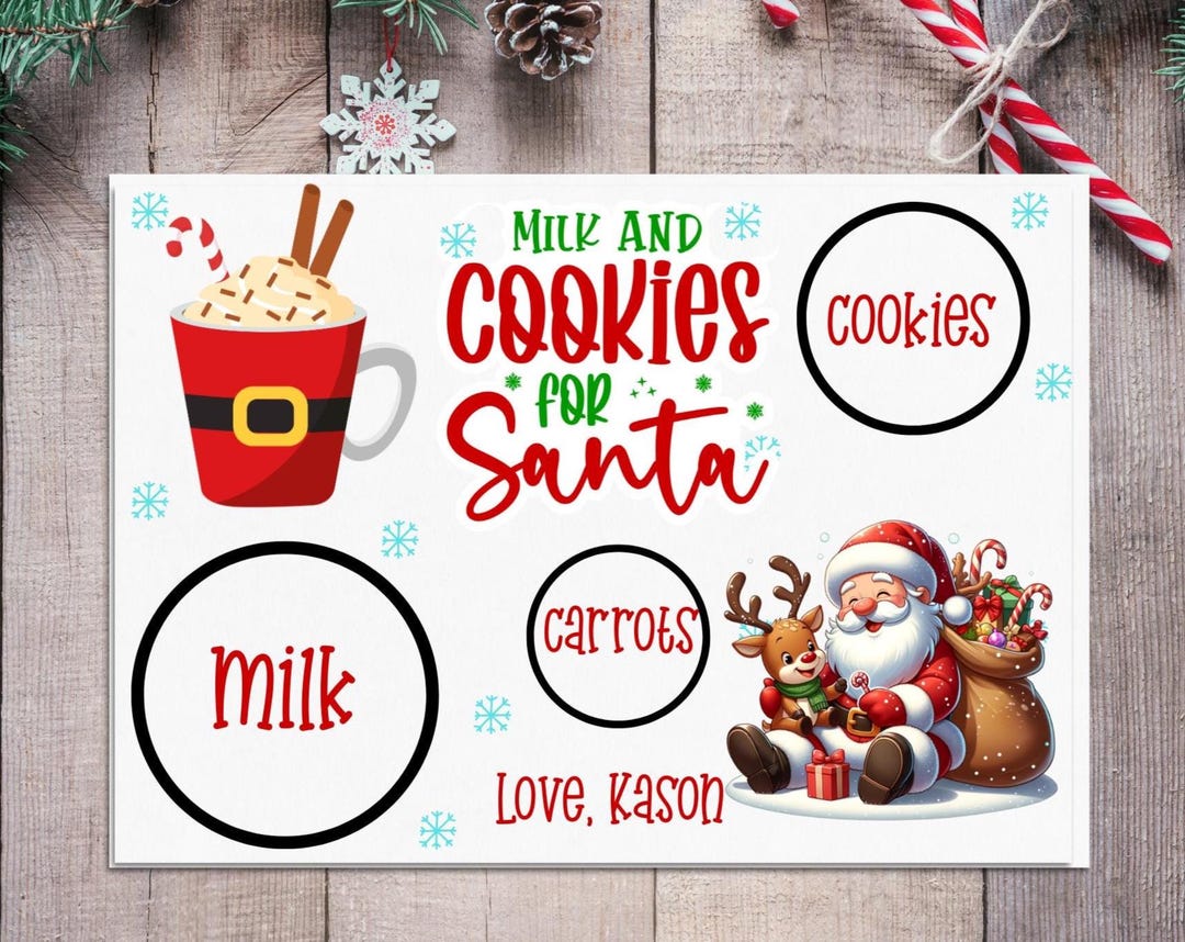 Personalized Santa Placemat for Cookies & Milk | Laminated Kids ...