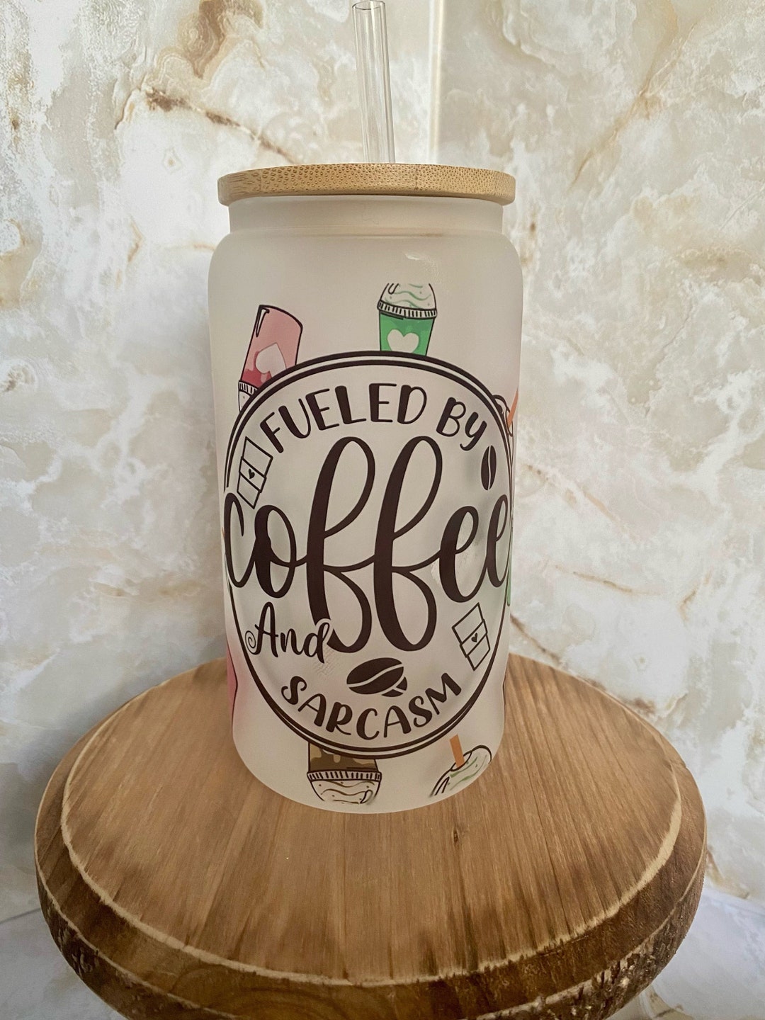 Fueled by Coffee and Sarcasm Beer Can Glass, Frosted Glass Tumbler ...