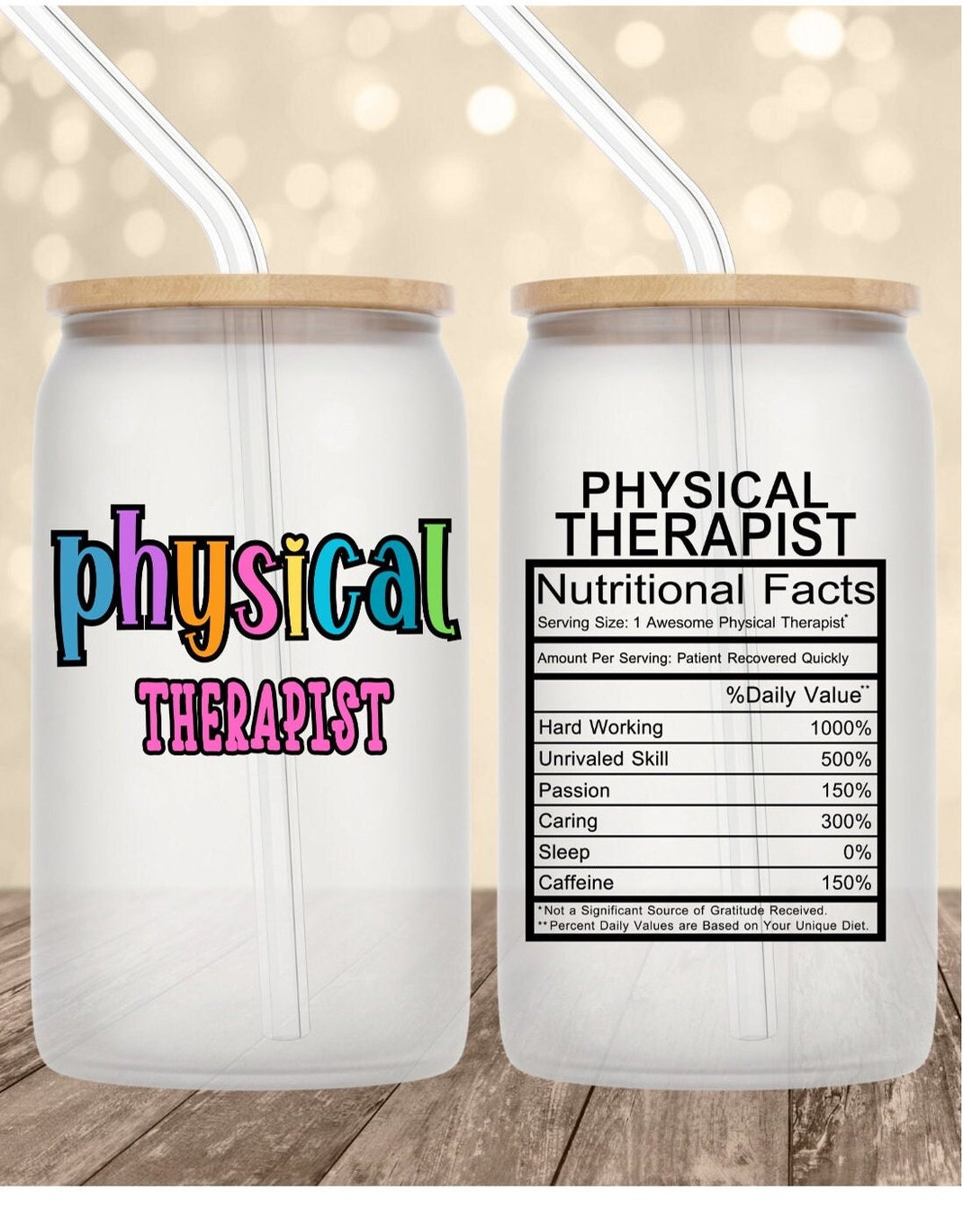 Physical Therapist Iced Coffee Glass, PT Gift, Physical Therapist Cup ...