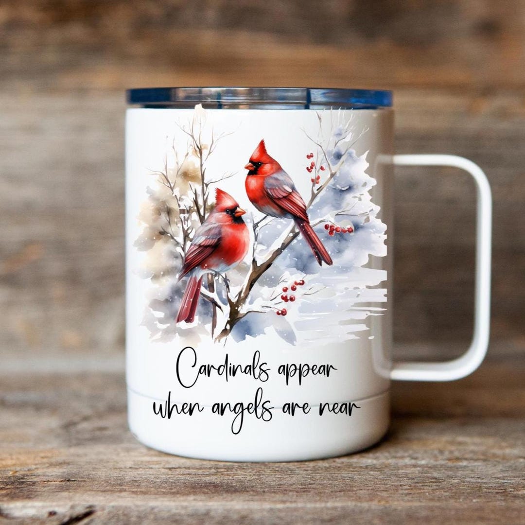 Red Bird Insulated Coffee Mug | Angels Appear When Cardinals Are Near ...