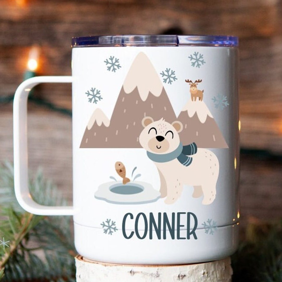 Kid's Personalized Hot Cocoa Mug With Lid and Straw, Kid's Personalized ...