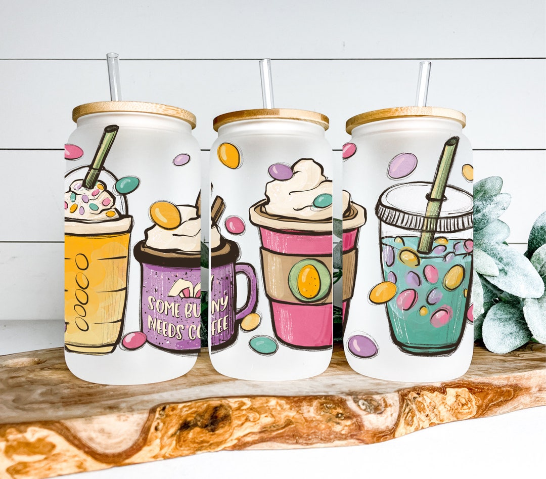 Easter Frosted Glass Iced Coffee Tumbler, Easter Egg Iced Coffee ...