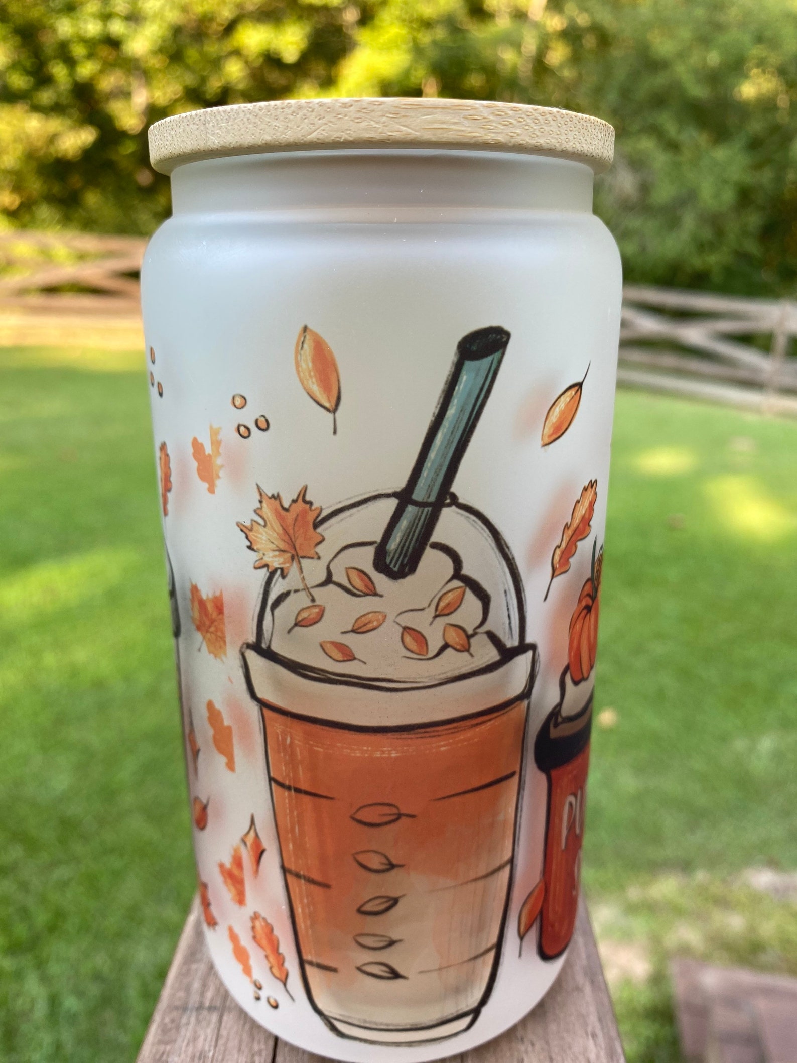 Fall Coffee Cup, Fall Iced Coffee Glass, Iced Coffee Cup, Pumpkin Iced ...