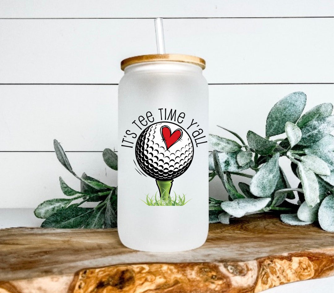 It's Tee Time Y'all Frosted Glass Iced Coffee Cup, Women's Golf Gift ...