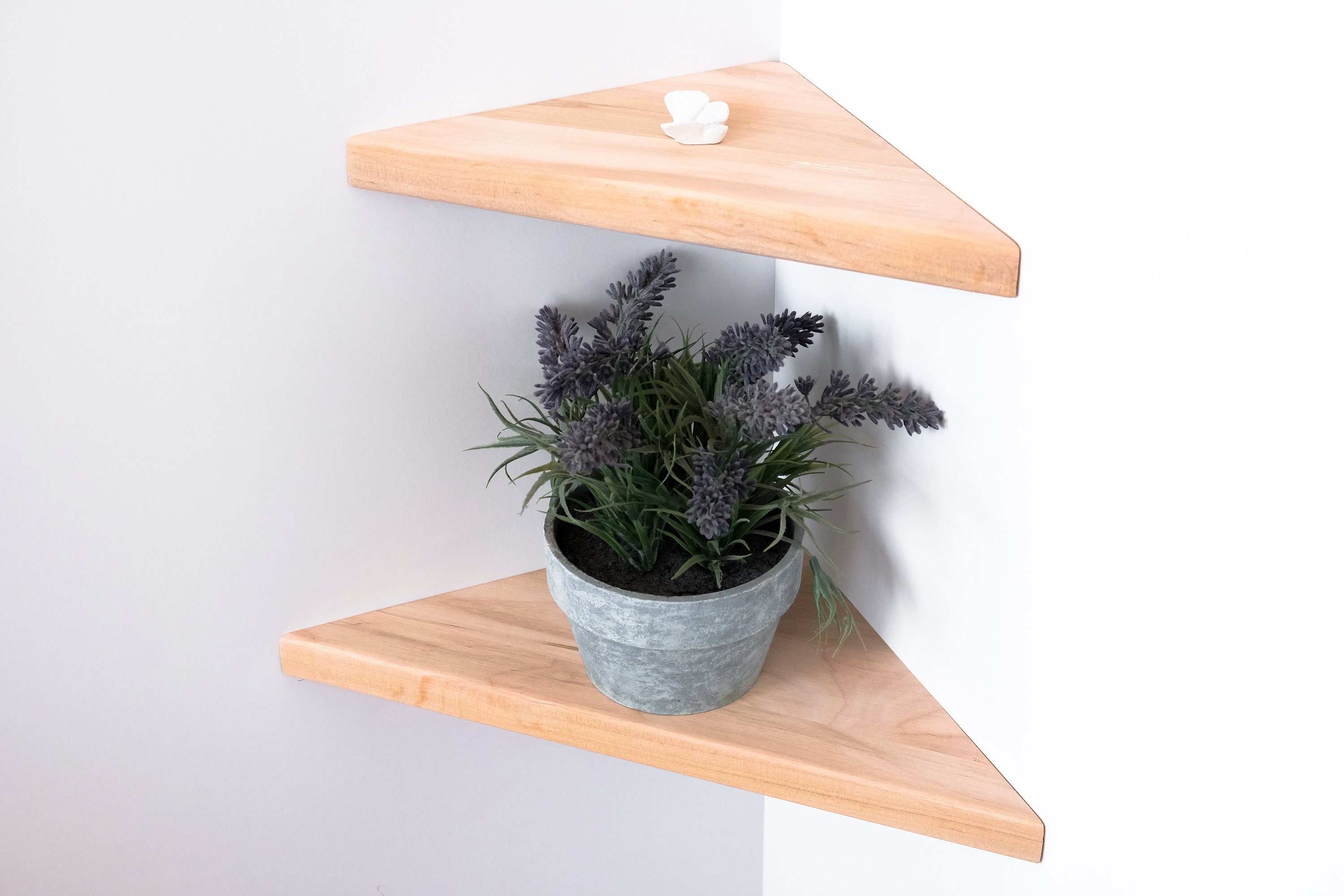 Triangular Wall Corner Shelf Made of Natural Wood Floating - Etsy