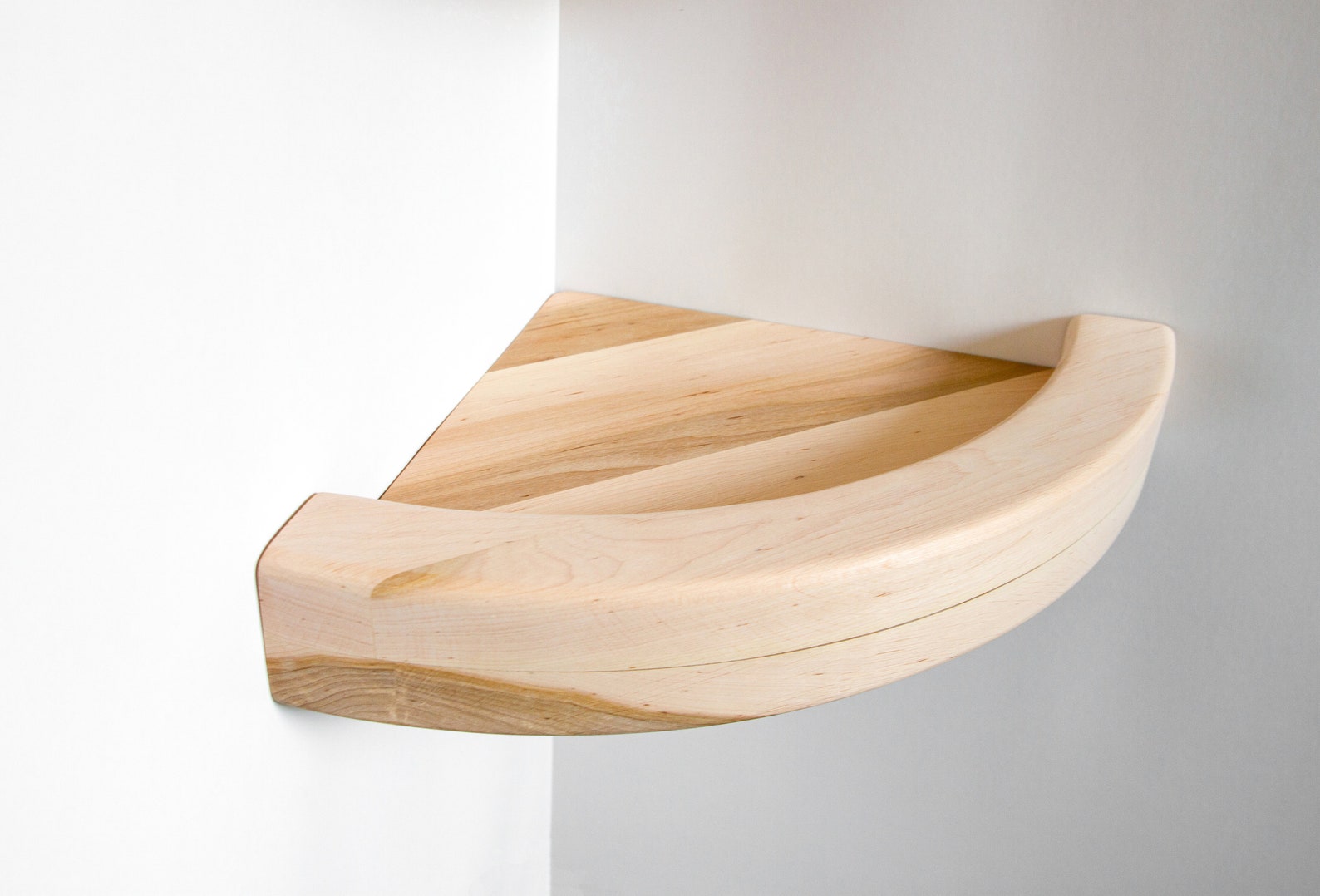 Corner Wooden Rounded Shelf With Edging, Wall Shelf, Plant Shelf ...